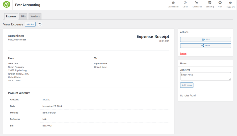 Add Expenses - WP Ever Accounting